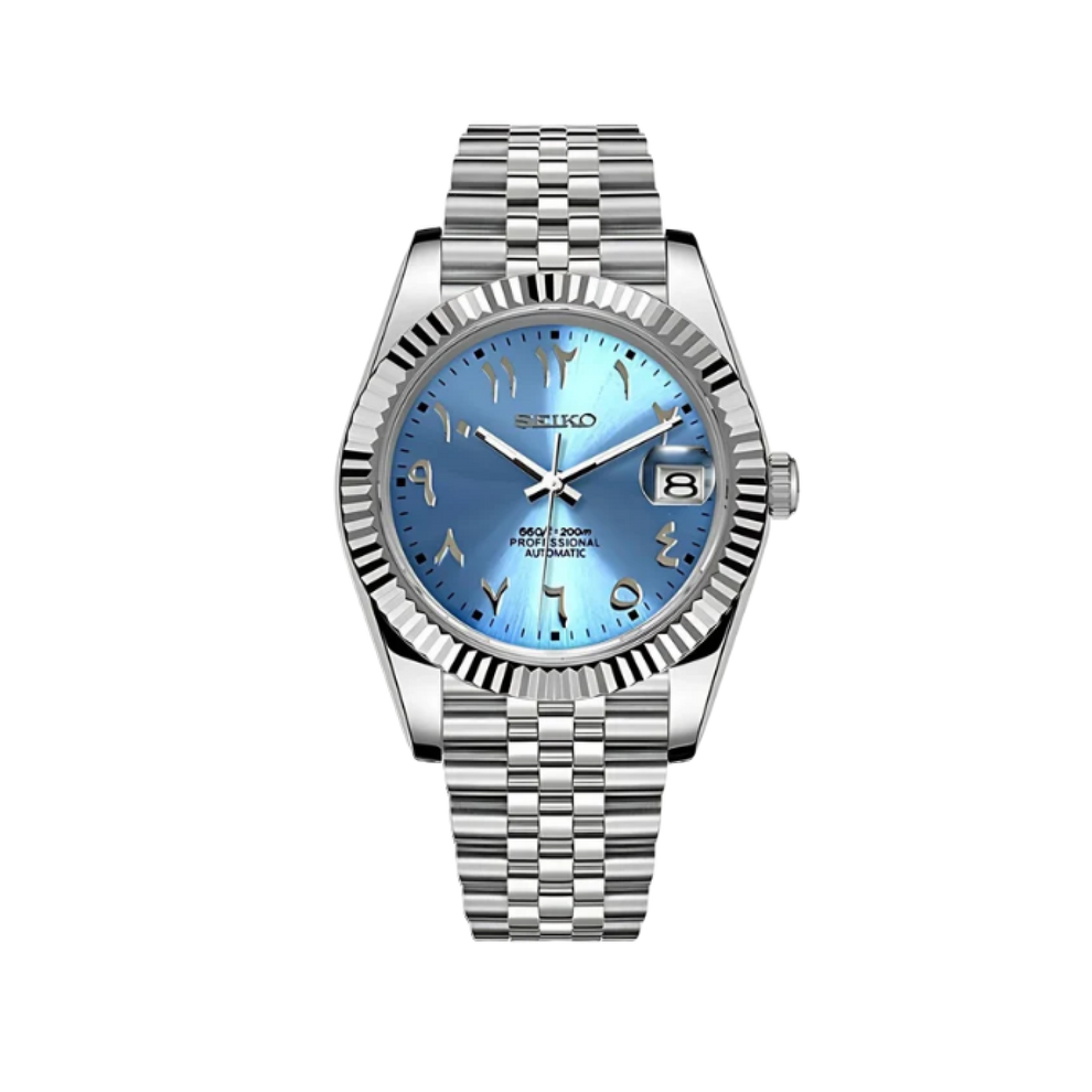Seikojust Mod Silver - Baby Blue Arabic – DHWATCHMODS